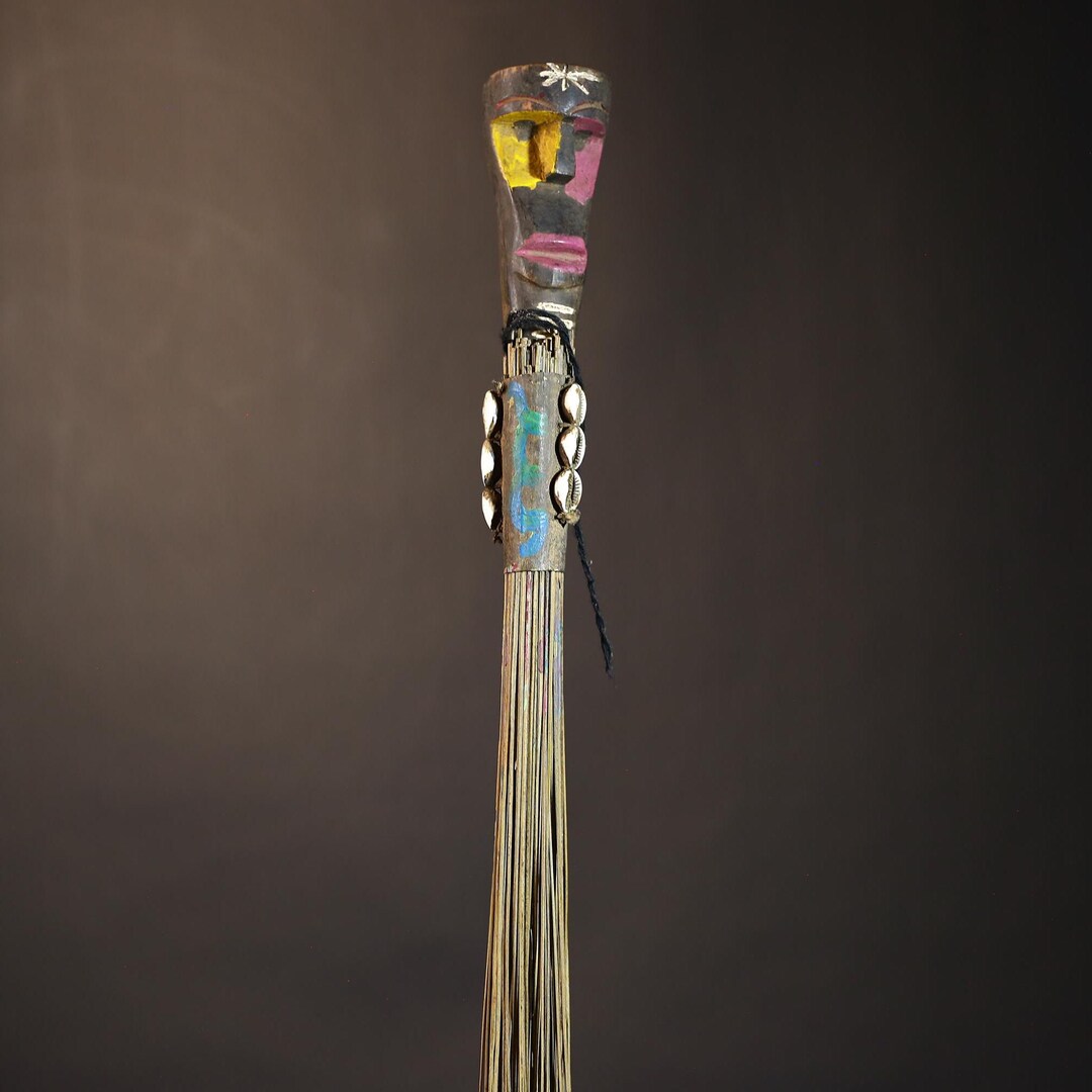 African Traditional Fly Whisk Handmade Straw | Tribal Ceremonial Decor ...