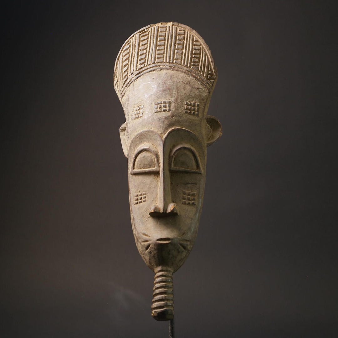 Hand Carved African Tribal Mask: Vintage Kpan Guro Wooden Wall Hanging ...