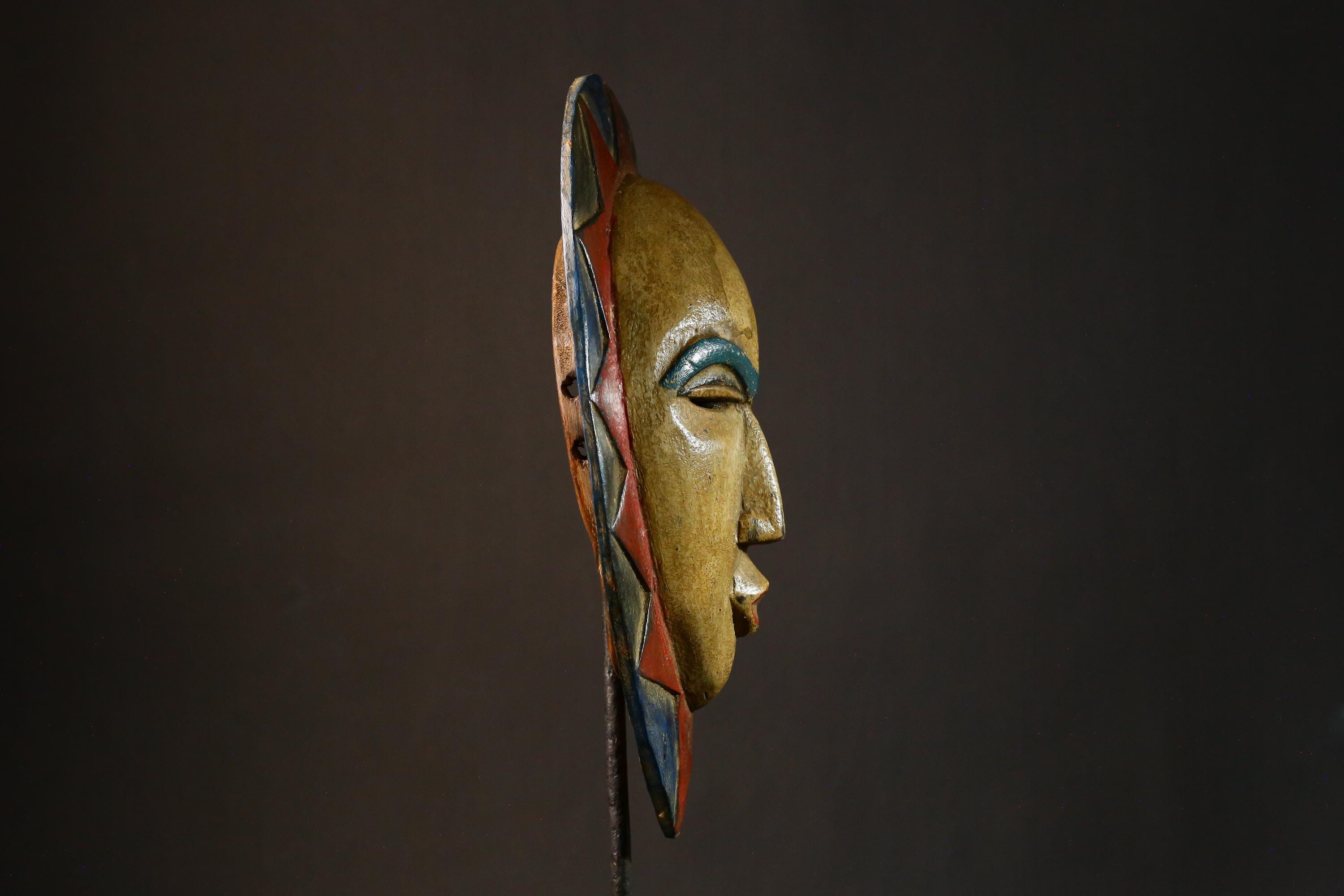 Handmade African Teke Eket Moon Mask: Tribal Wood Wall Art-g3395 - Etsy
