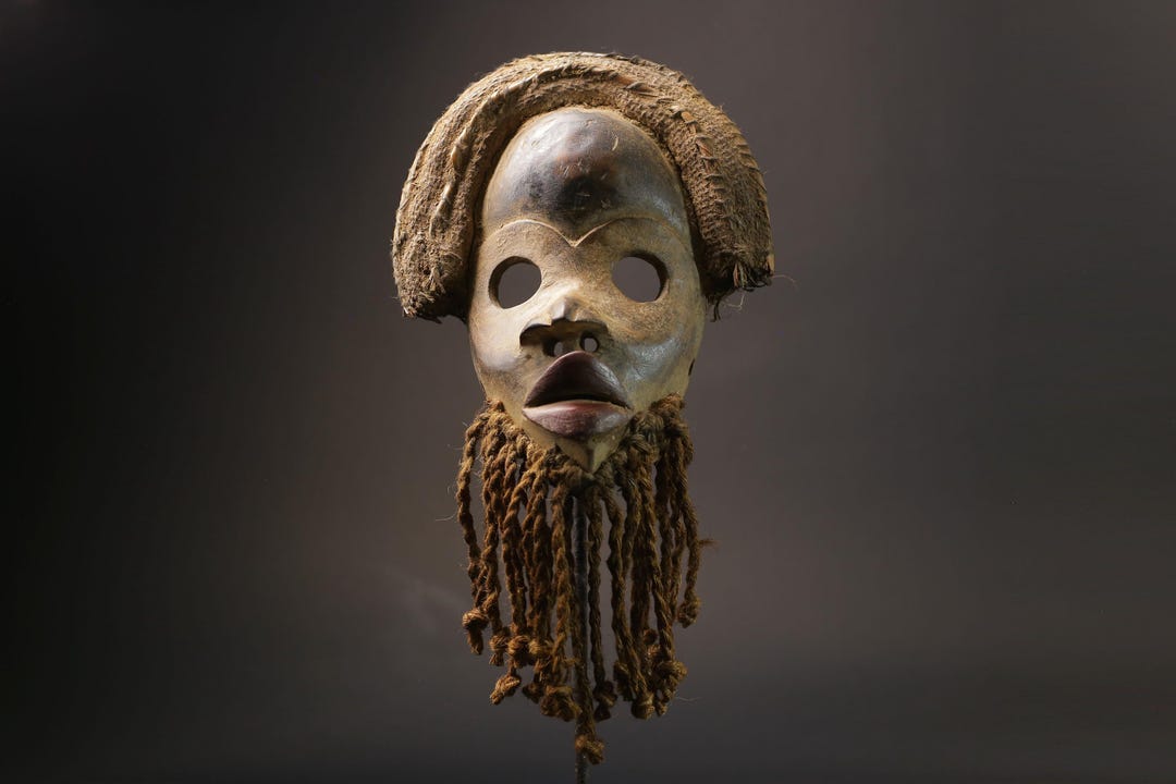 African Mask Face Tribal Wood Mask Wooden Hanging Dan Mask Deangle ...