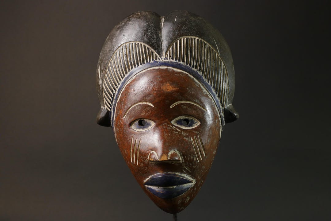 African Mask Wall Art Vintage Puno Mask Society Unique Gabon Mask ...