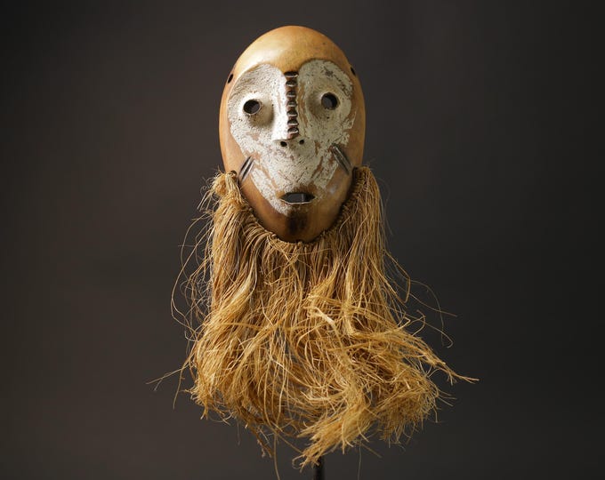 African Mask Tribal Face Lega Mask Face Lines Congo Wall Hanging Tribal ...
