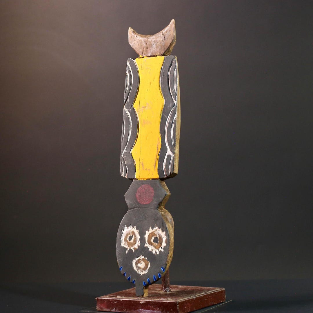 Bwa Plank Mask African Tribal Wall Carving Painted Geometric Spirit ...