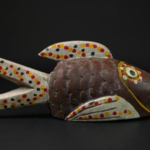 African Bozo Fish Puppet Statue Wood Handmade Primitive Collectibles ...