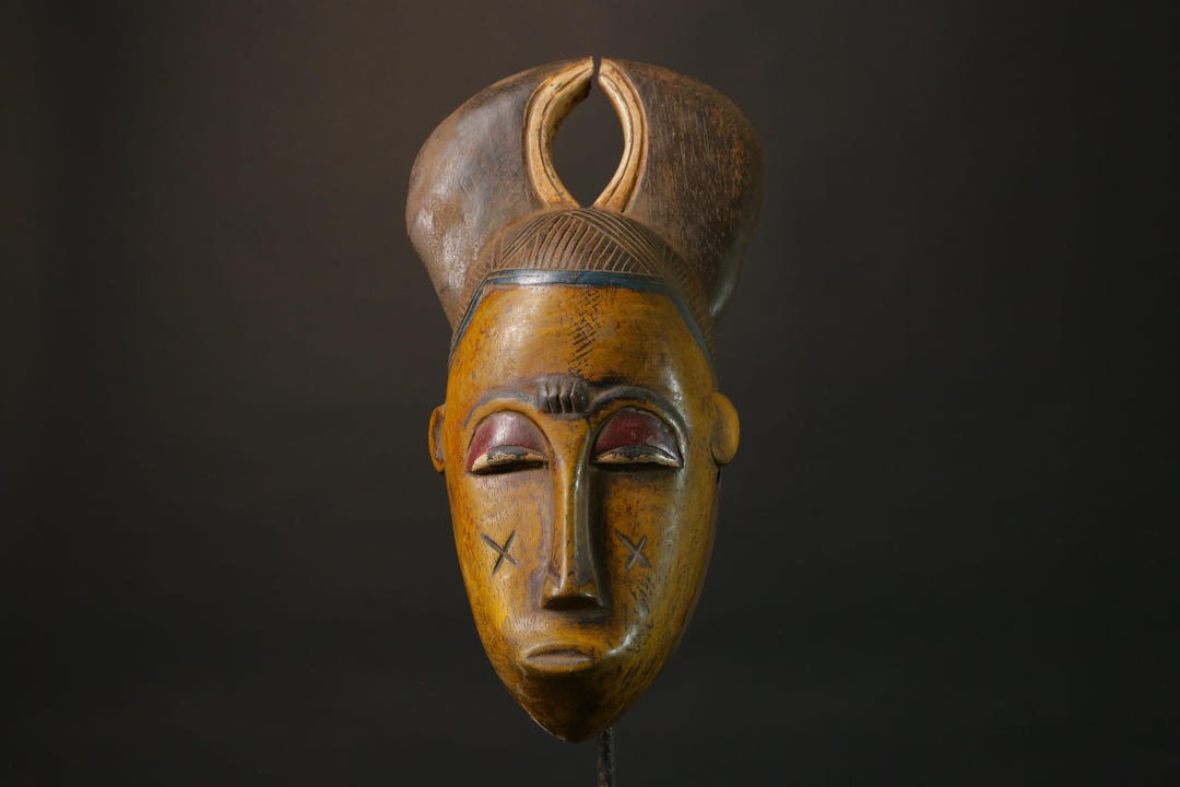 African Masks | Baule Antique Wood | Hand-carved Wall Masks | Unique ...