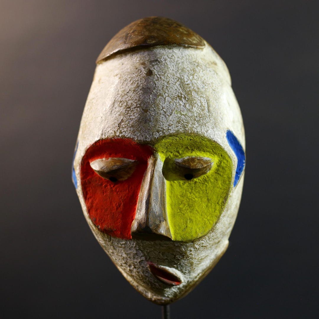 African Fang Mask, Gabon Ngil Tribe Wall Art, Hand Carved Kaolin Wood ...