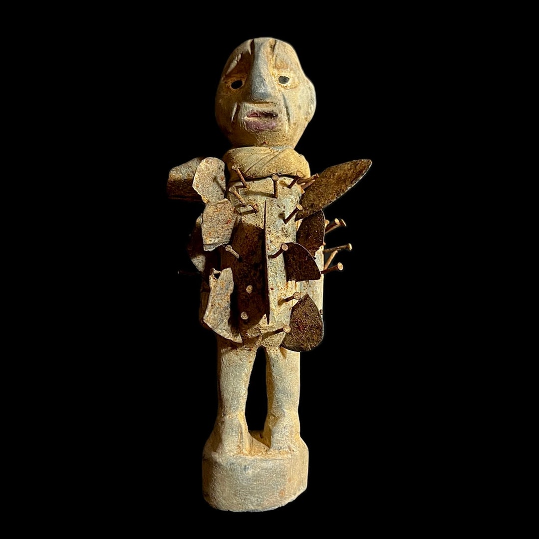 Wooden Figures Primitive Decor Nkisi Nkondi Hand Carved Statue Vintage ...
