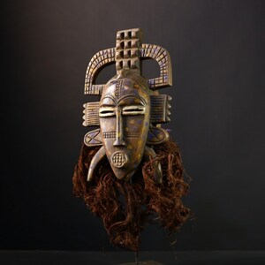 African Tribal Mask | Hand-carved Wood Decor | Vintage Senufo Kalao ...