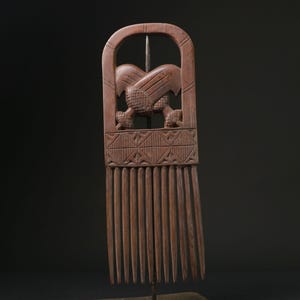 African Comb Statue | Hand-carved Wooden Figure | Unique West African ...