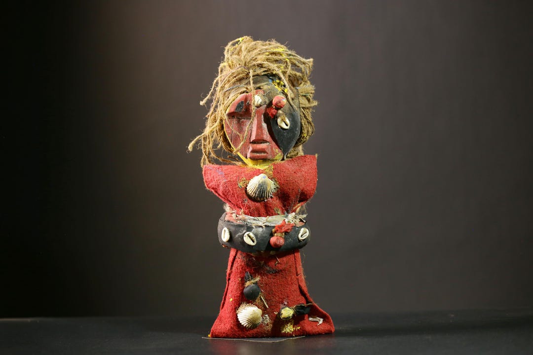 Vodun Fetish Doll Sculpture | West African Cowrie Shell Voodoo Figurine ...