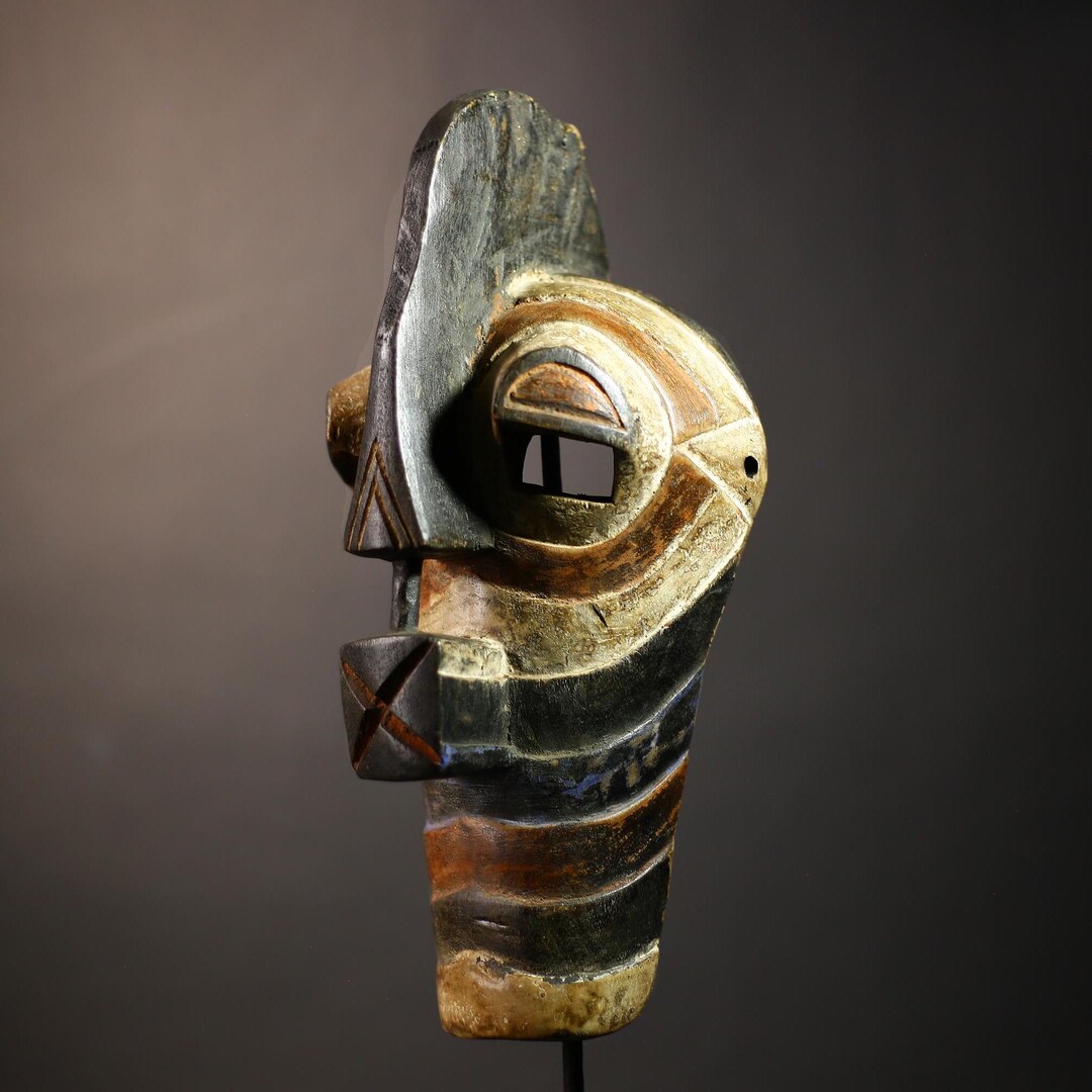 African Tribal Mask,songye Kifwebe Face Carving From Congo, Geometric ...