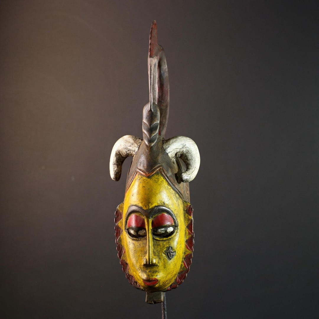 Yaure Tribal Mask: Yellow African Art Wall Sculpture-g5381 - Etsy