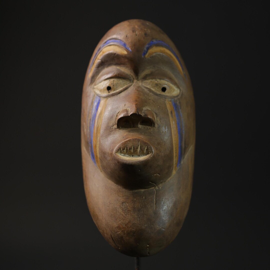 African Fang Mask Carved Wood Tribal Face Sculpture Art Decor Wall ...