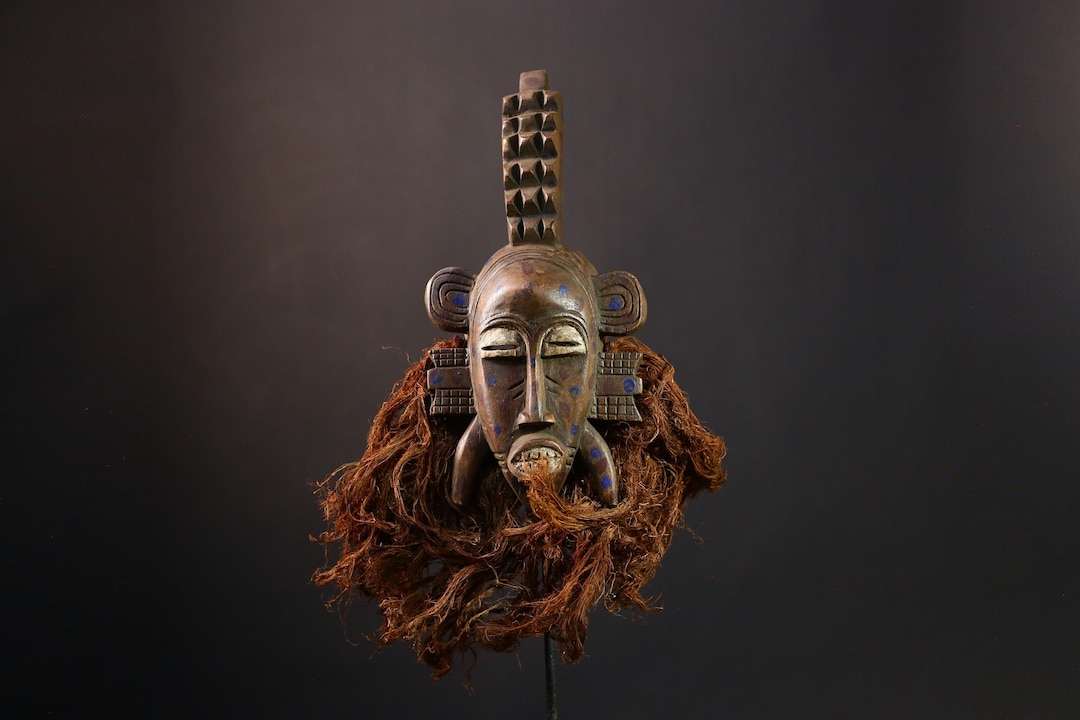 African Mask Kpélié Senoufo, Hand-carved Wood Mask With Black Patina ...