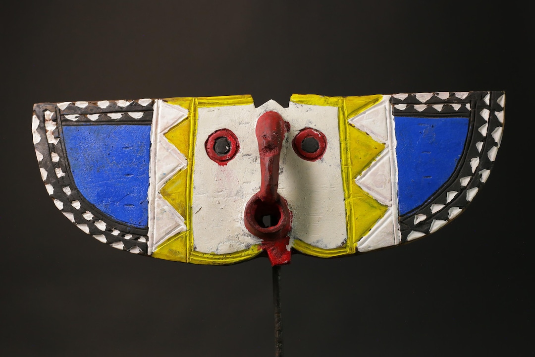 African Bobo Butterfly & Hawk Masks Polychrome Wall Decor From Burkina ...