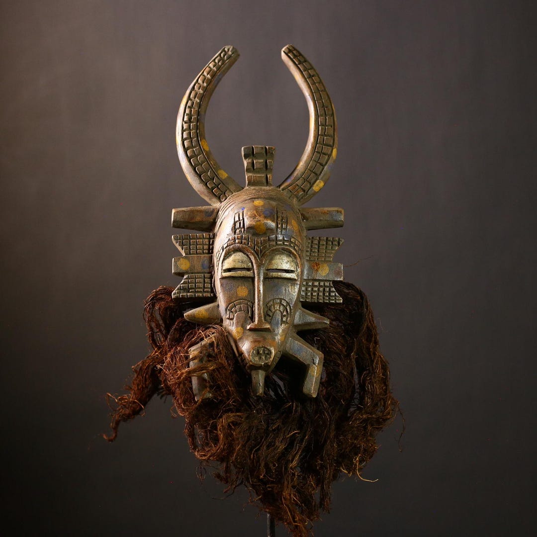 Authentic African Senufo Mask Handcrafted Wooden Art Unique Wall ...