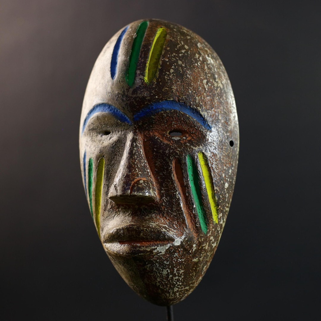 African Fang Ngil Mask, Gabon Tribal Wall Art, Hand-carved Kaolin Wood ...