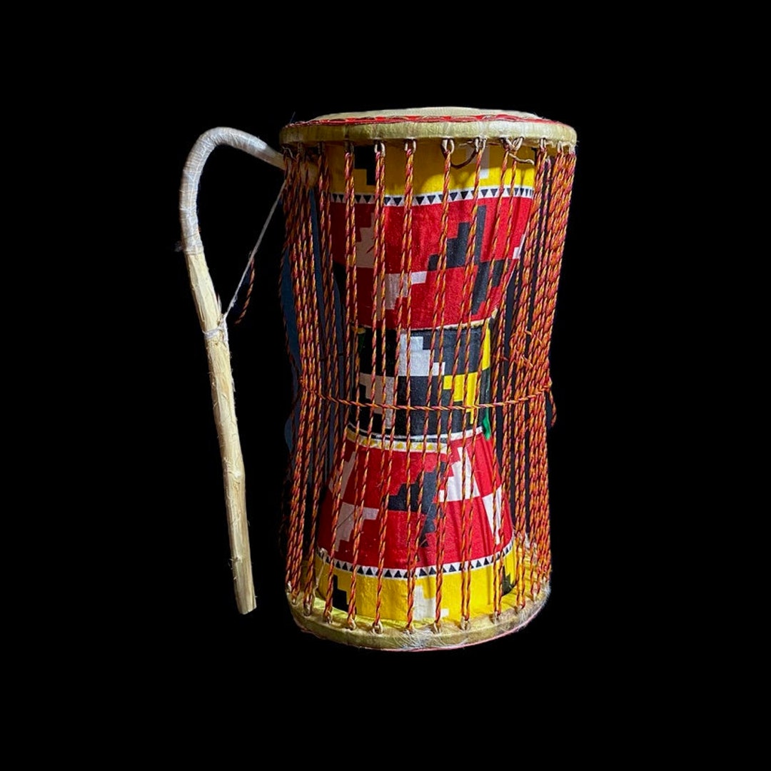 Drum-african W/kente Cloth Dondo Talking Drum West African - Etsy