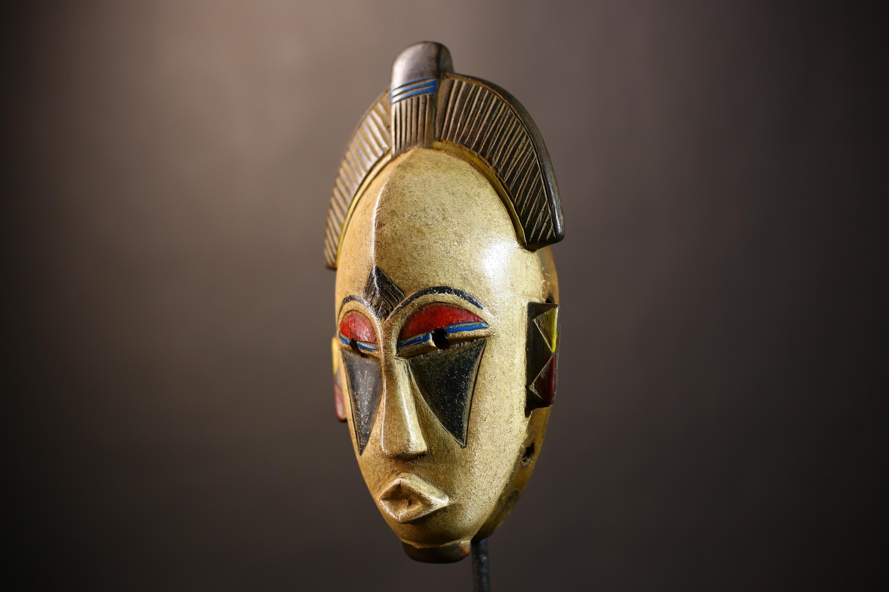 African Guro Mask: Tribal Wall Art Sculpture, Ivory Coast Decor-g5011 ...