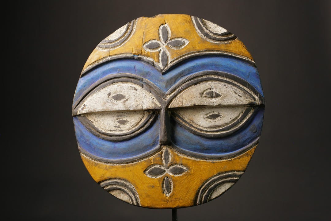 Antique Teke Mask Congo African Wood Tribal Wall Art Decor Hand Carved ...