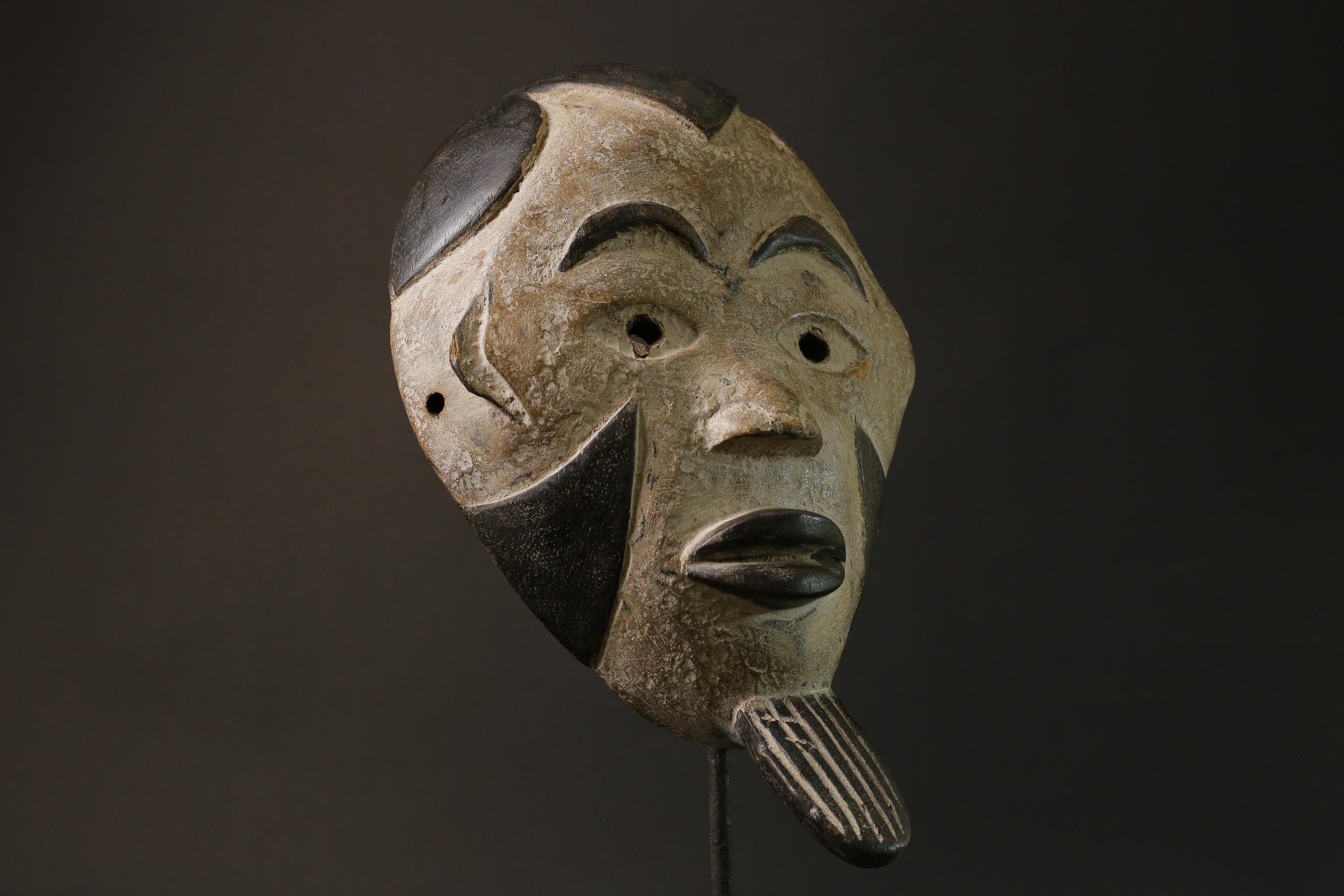 Hand Carved Lega Mask: African Bwami Tribal Art, Congo Wood Sculpture ...