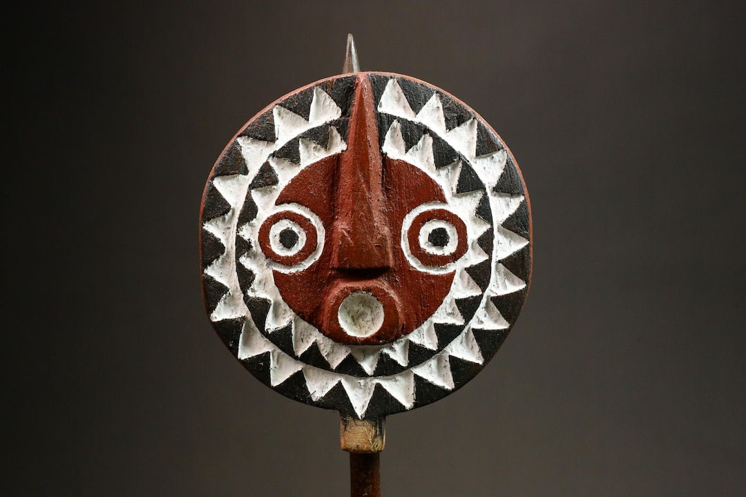 African Sun Disc Mask Bwa Tribe, Red Black White Wall Decor, Burkina ...