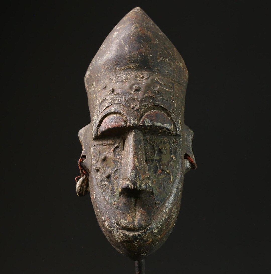 African Mask | Hand Carved Wooden Face | Tribal Antique Wall Decor ...