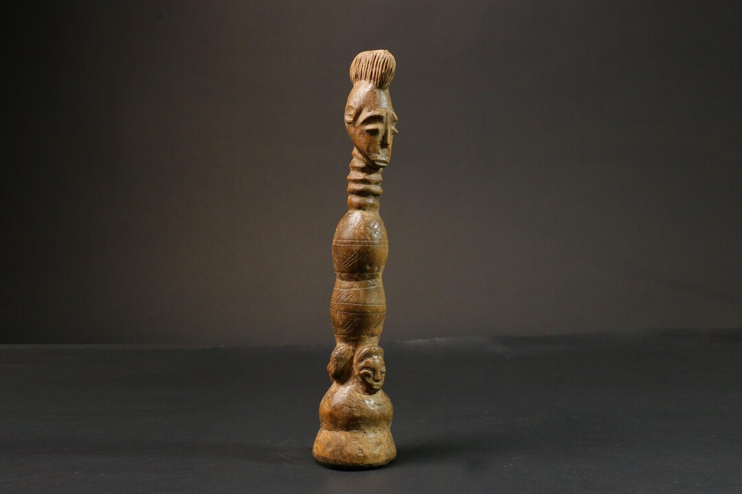 African Statue Wooden Vintage Mahongwe Figure Gabon African Face ...