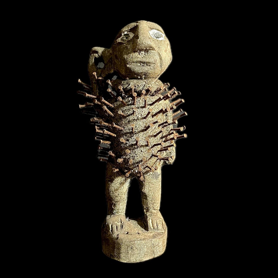 Wooden Figures Primitive Decor Nkisi Nkondi Hand Carved Statue Vintage ...