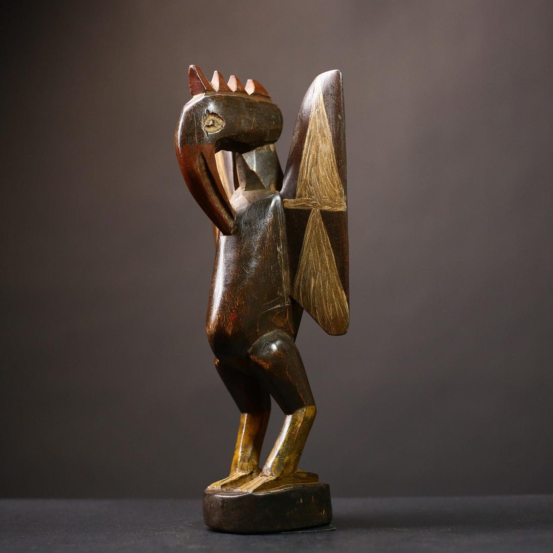African Senufo Bird Statue, Carved Tribal Wood Sculpture, Fertility ...