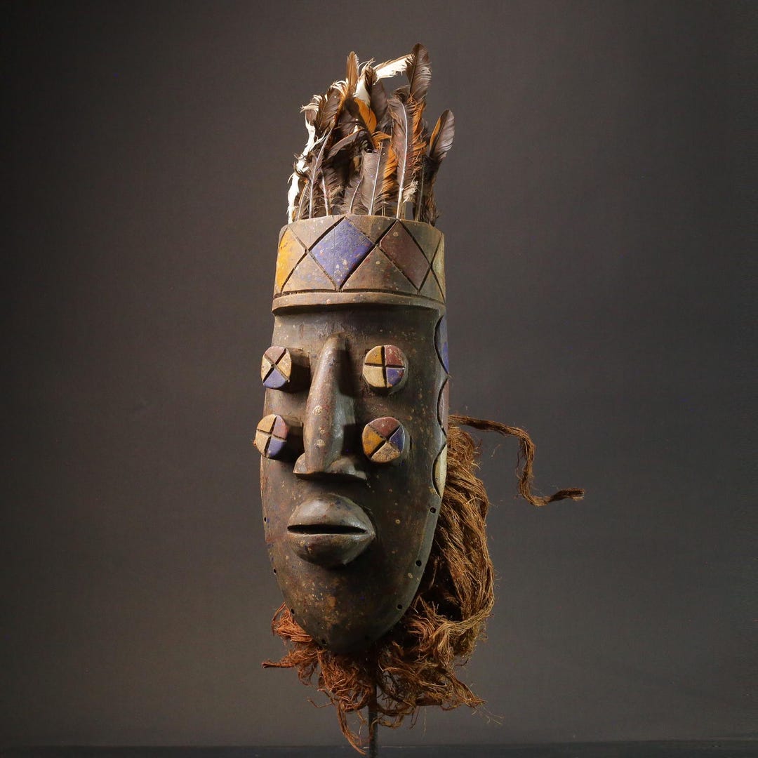 African Tribal Mask Unique Grebo Design Hand Carved Kru Art Rare ...