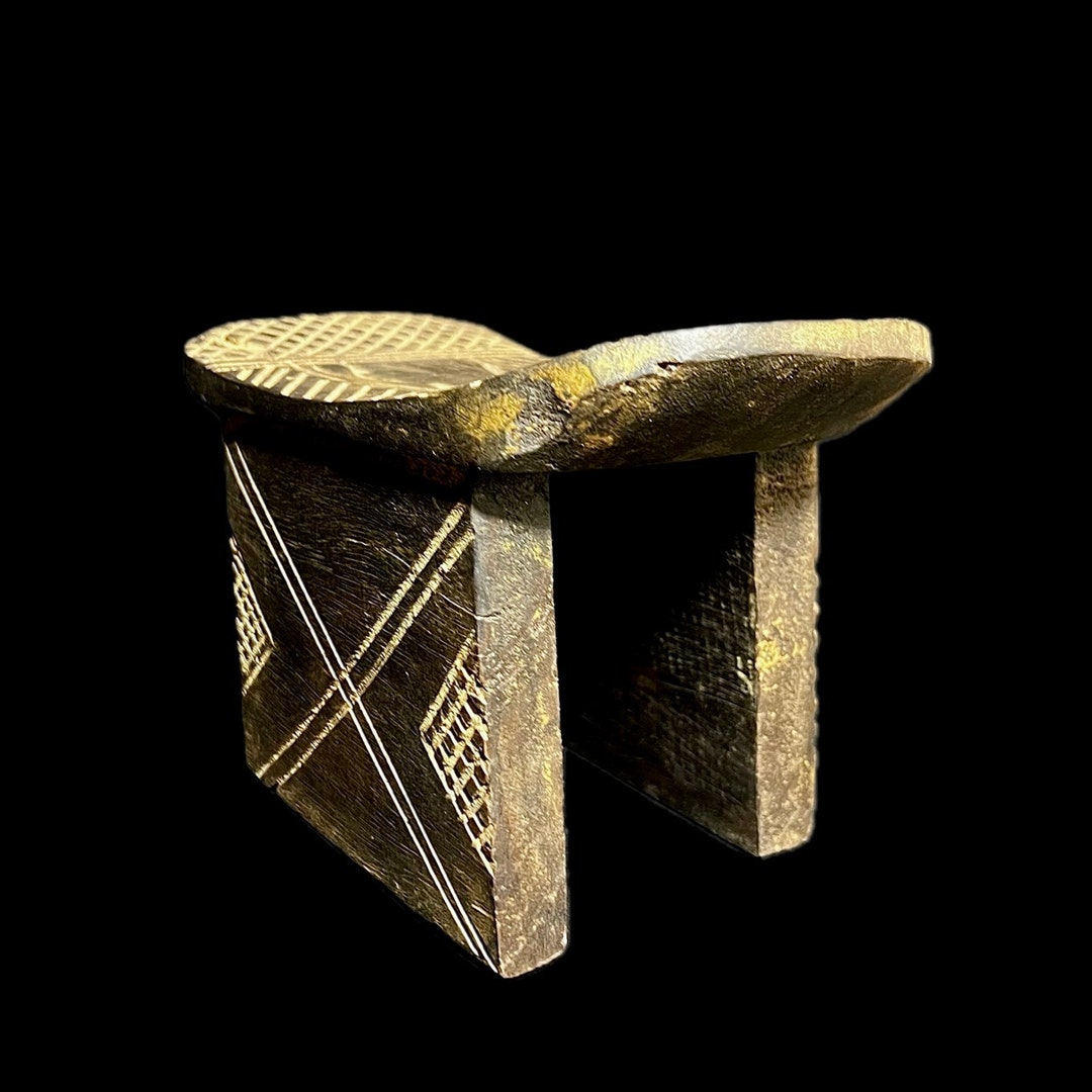 African Figure African Tribal Hand Wood Wooden Carved Stool Central ...