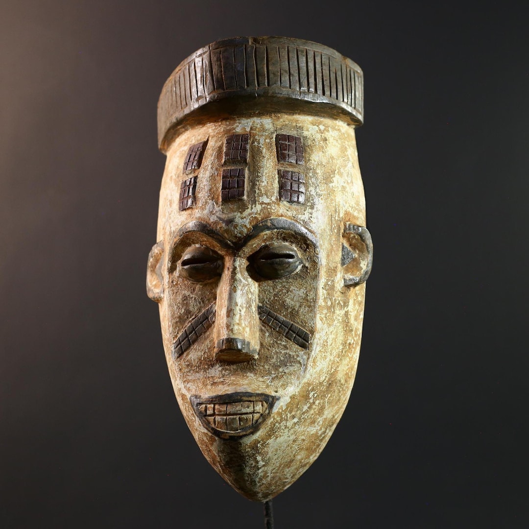 African Songye Mask, Tribal Kifwebe Male Mask Art, DR Congo Carved Wall ...