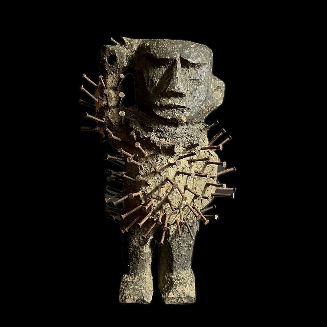 Wooden Figures Primitive Decor Nkisi Nkondi Hand Carved Statue Vintage ...