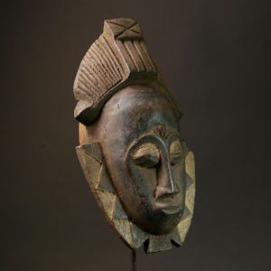 African Vintage Hand-carved Baule Mask Wooden Tribal Art Decor Unique ...