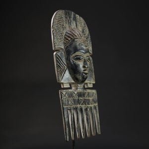 African Tribal Face Wood Hand Carved African Hand Carved Ebony Comb ...
