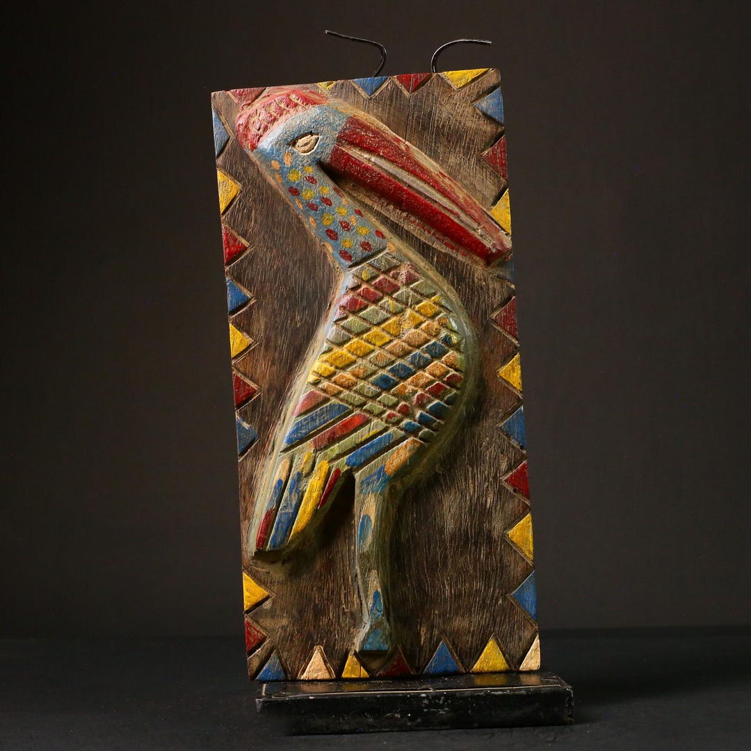 Africa Dogon Panel Bird Carving Wall Art Handmade Tribal Wood Sculpture ...