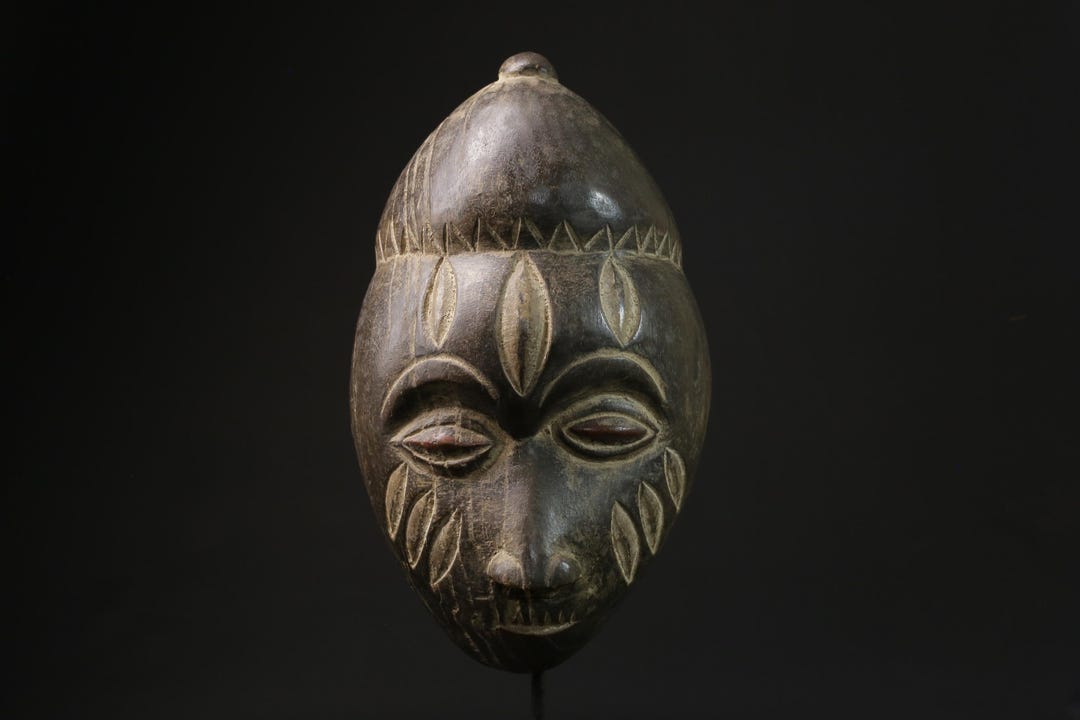 African Tribal Face Mask Wood Hand Carved Vintage Wall Hanging Justice ...