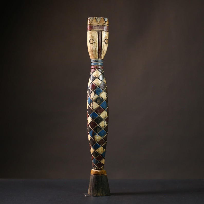 African Bobo Diamond Staff: Hand-carved Tribal Wand Sculpture-g1666 - Etsy
