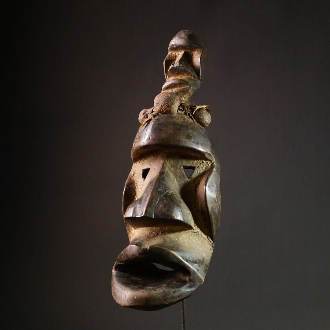 African Mask Tribal Dan Hand-carved Wooden Art Unique Mali Decor Piece ...