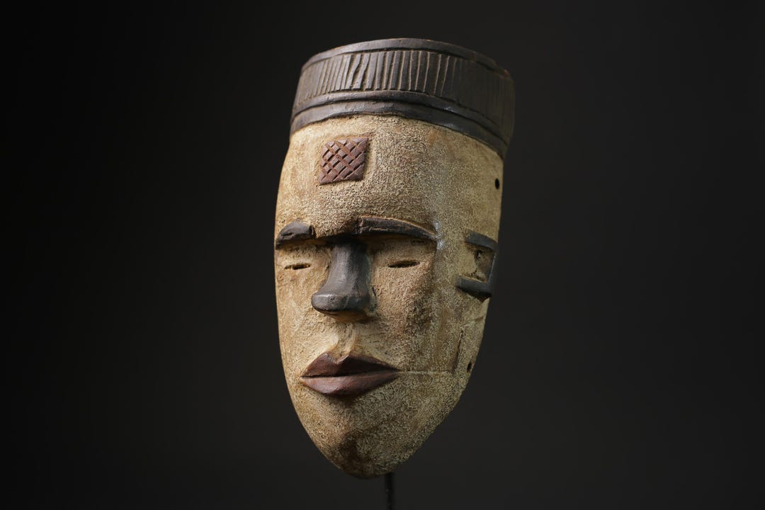 Vintage African Tribal Wood Hand Carved Igbo Agbogo Mmwo Mask Wall ...