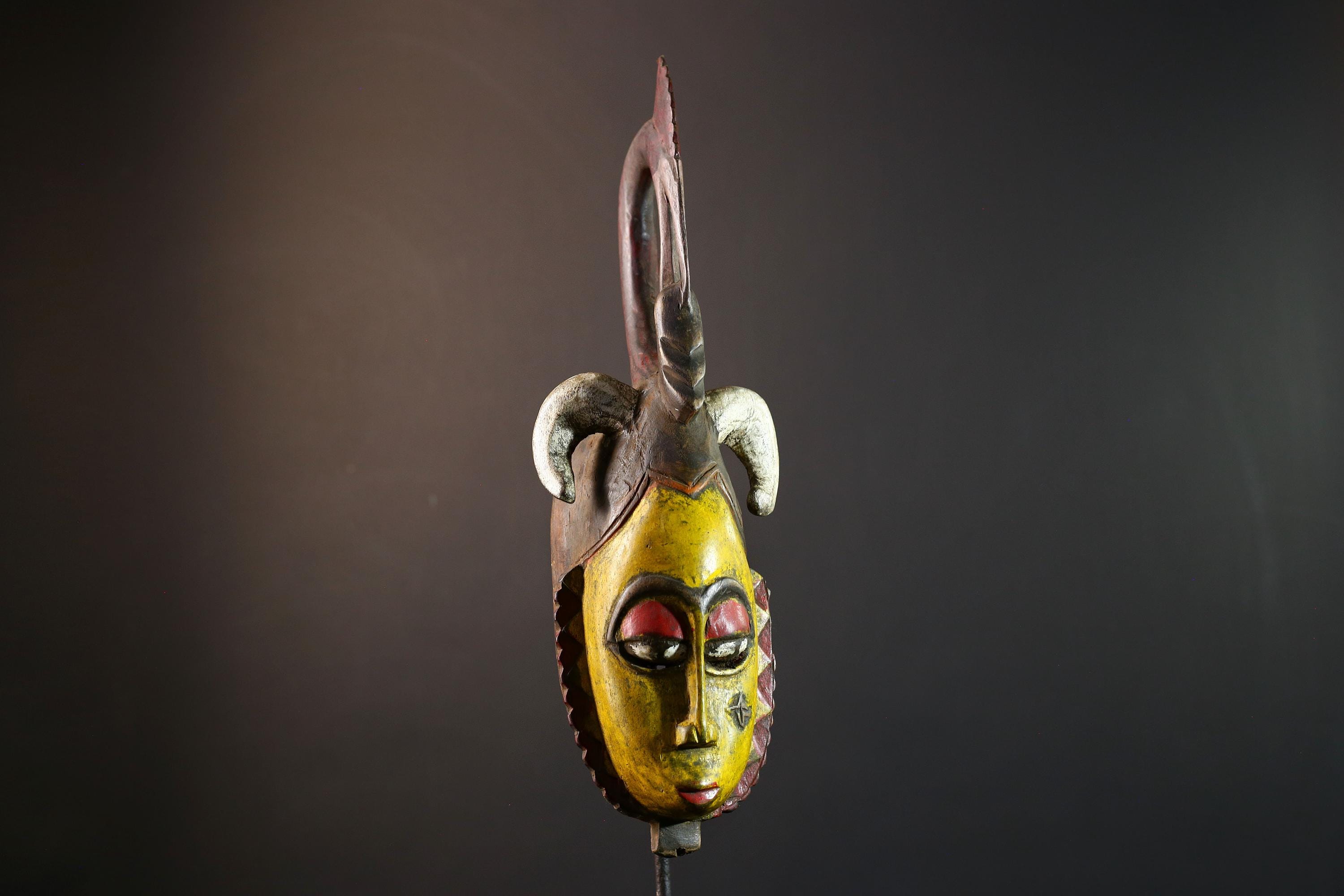 Yaure Tribal Mask: Yellow African Art Wall Sculpture-g5381 - Etsy