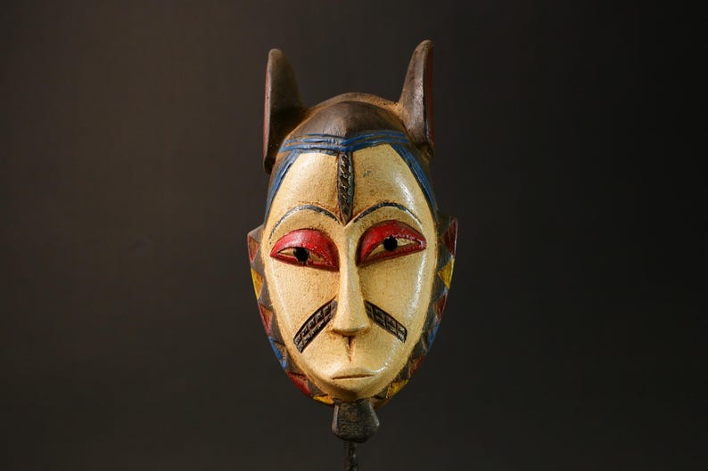 African Mask Wall Hanging Art Hand Carved Wood Tribal Mask Home Decor ...