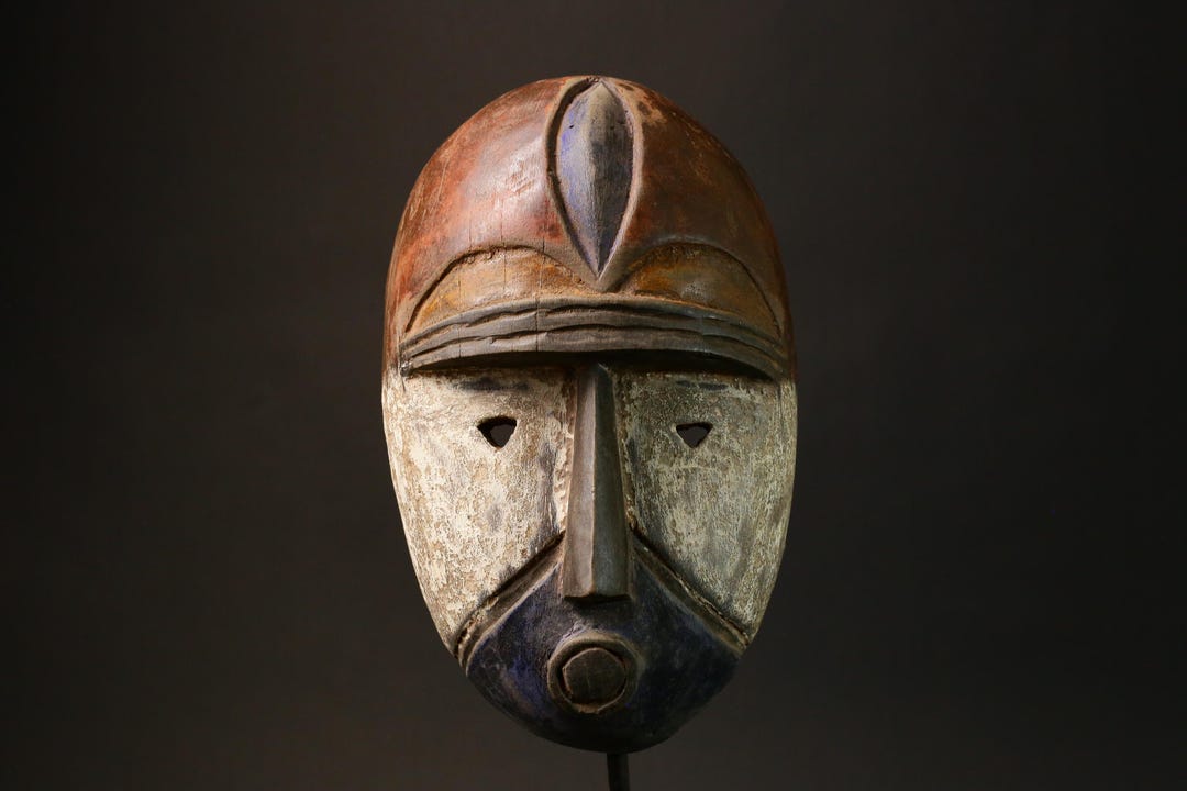 African Vintage Hand Carved African Tribal Lega Mask Unique Wall ...