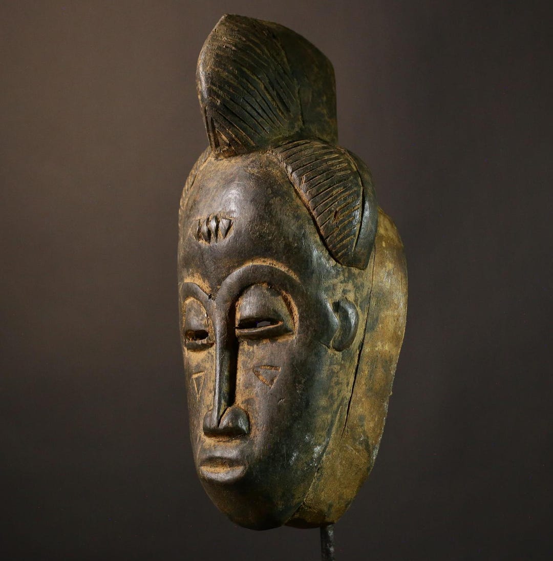 African Guru Mask | Hand-carved Wooden Tribal Wall Art | Unique Ethnic ...