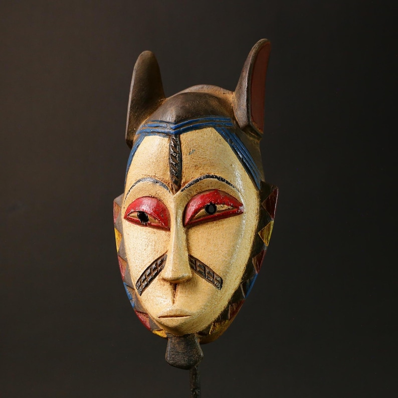 African Mask Wall Hanging Art Hand Carved Wood Tribal Mask Home Decor ...