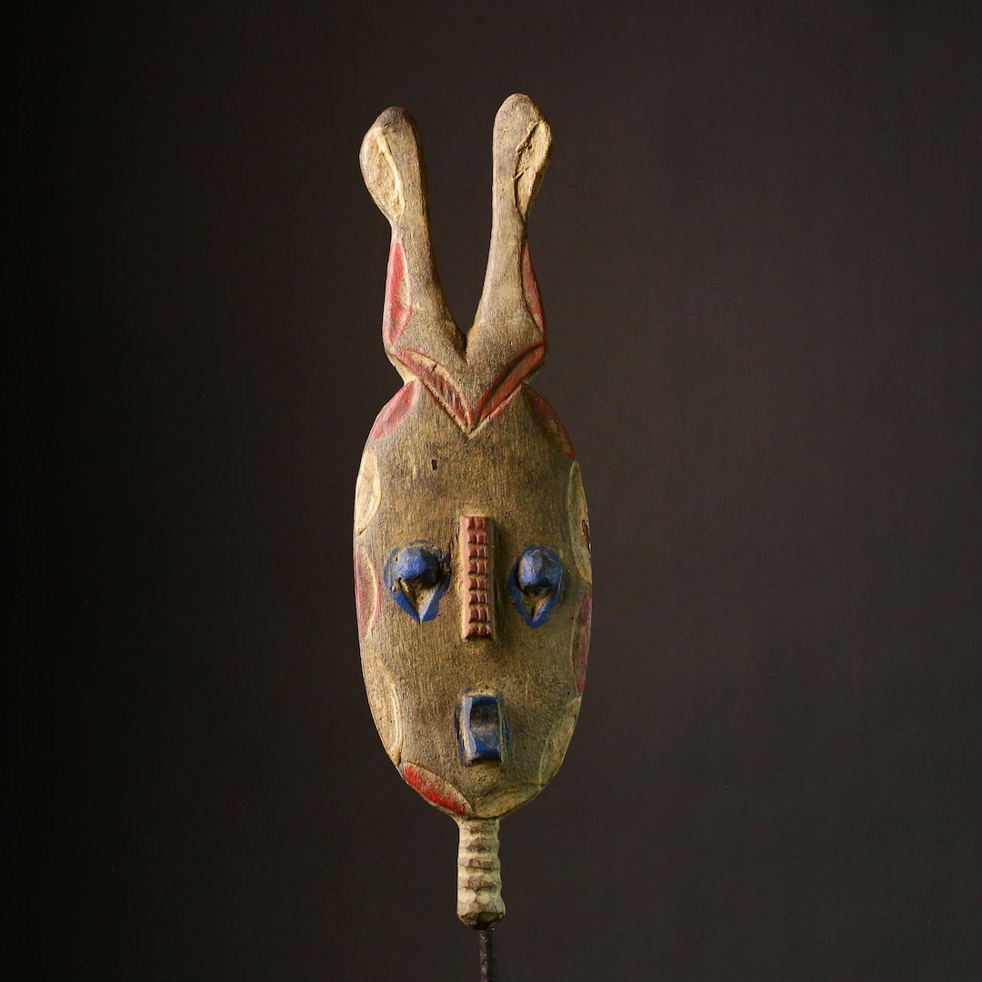African Bwa Mask Tribal Butterfly Carving Wood Wall Decor Figure ...