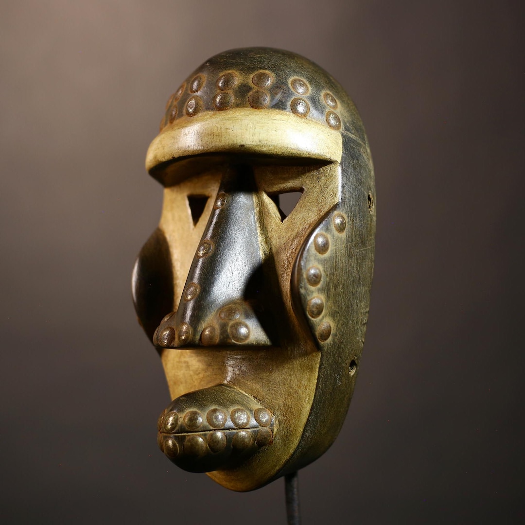 African Dan Mask: Hand-carved Wood & Horns, Liberian Tribal Art-g5084 ...
