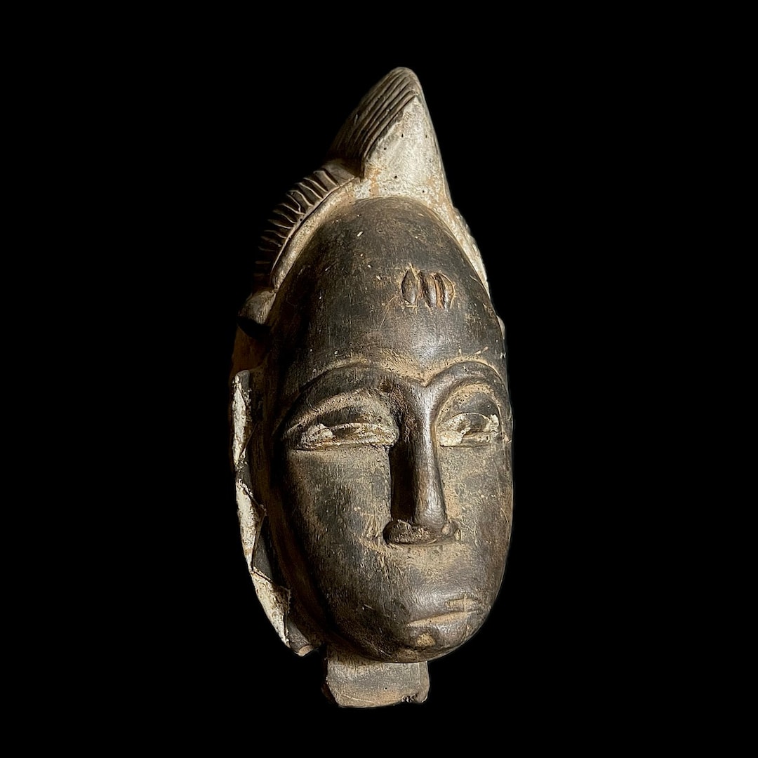 African Mask Antiques Tribal Face Vintage Baule Antique Antique Wall ...