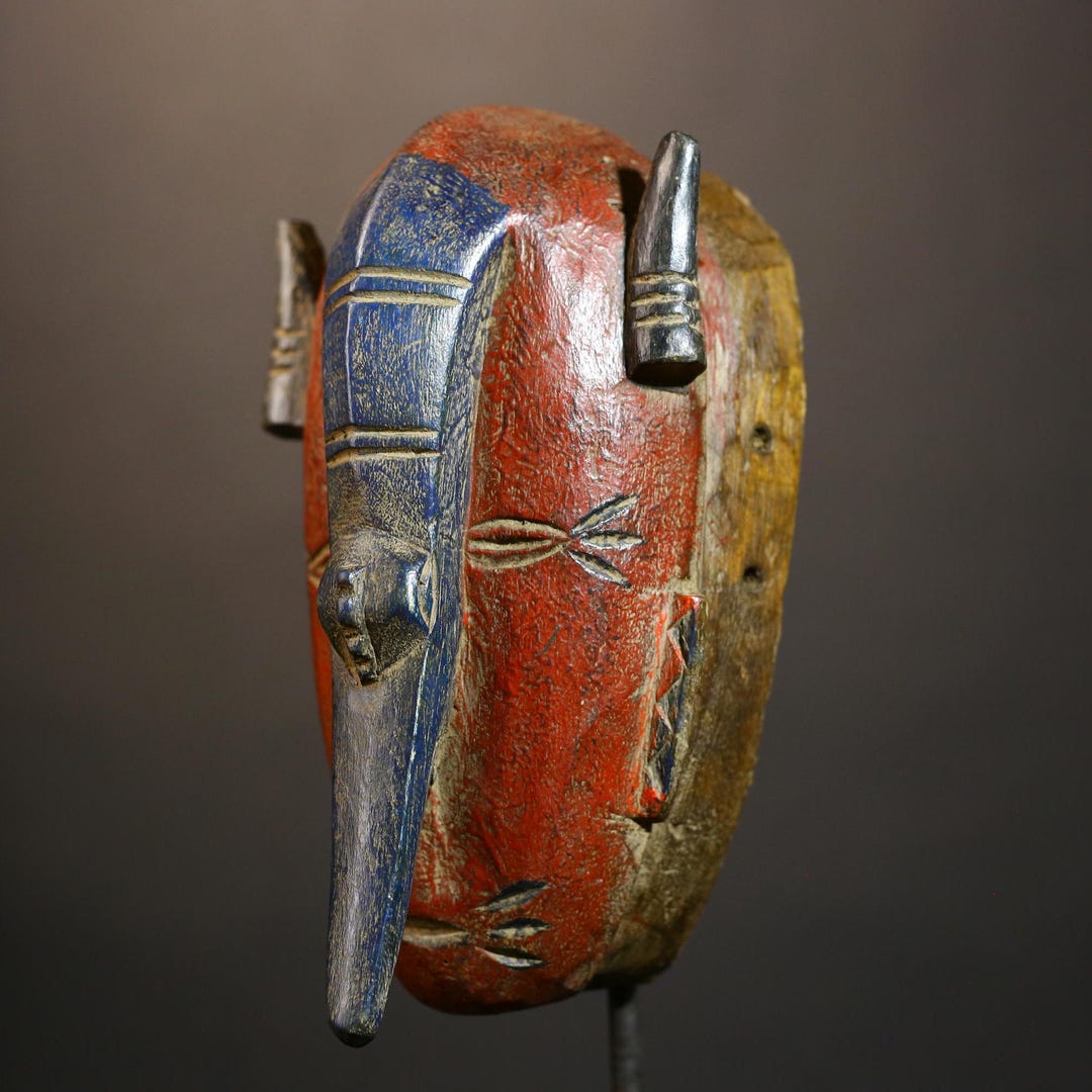 African Tribal Elephant Nose Masks | Unique Wooden Face Art ...